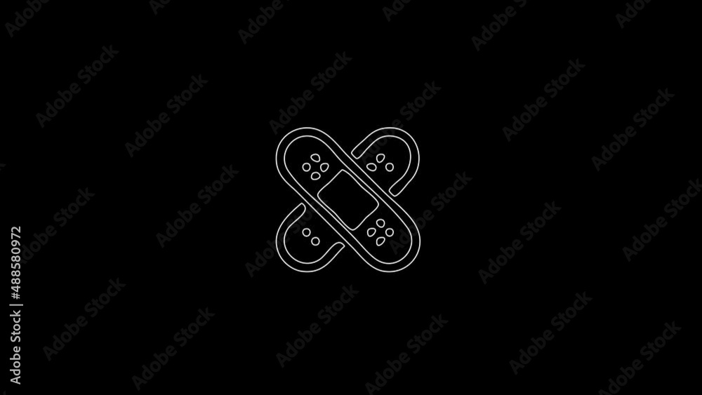 white linear medical plaster silhouette. the picture appears and ...