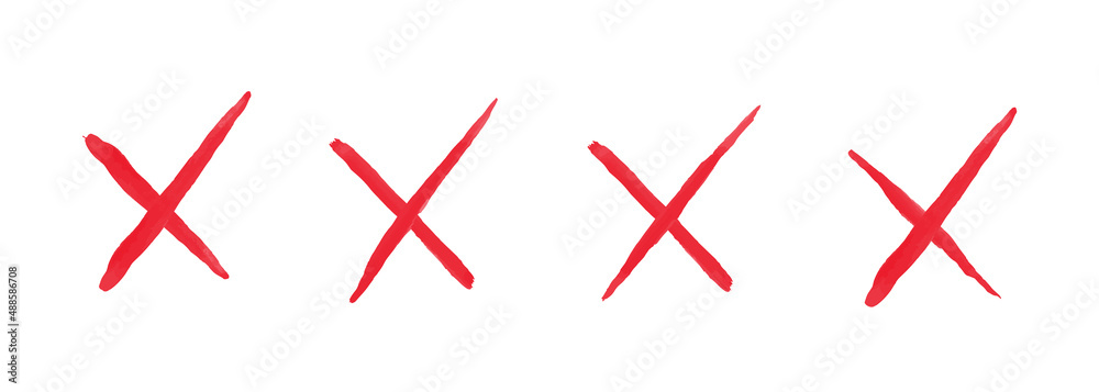 Cross icon. Set of red web icons Cancel. Brush stroke Cross. Vector ...