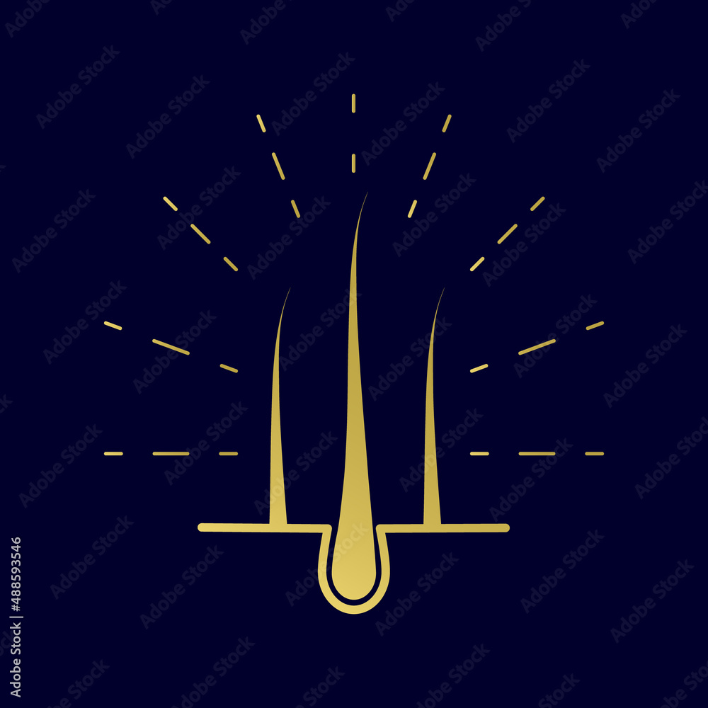 Hair care symbol of three shining follicles. Hair restoration and ...
