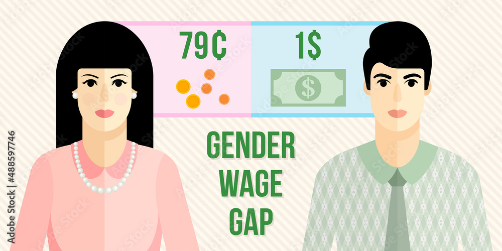 Gender wage gap vector illustration. Dedicated to raising awareness of ...