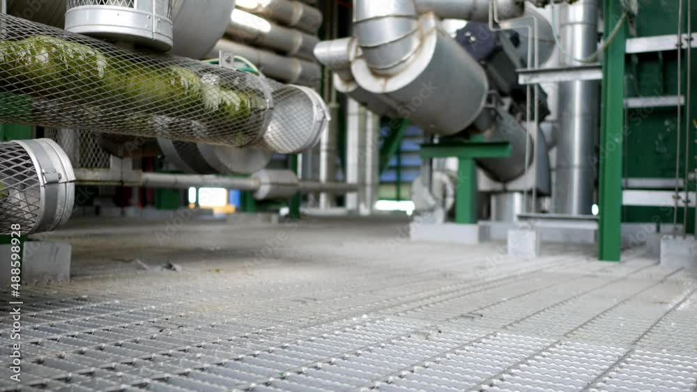 Interior of a chemical and oil refinery, a large engineering design ...