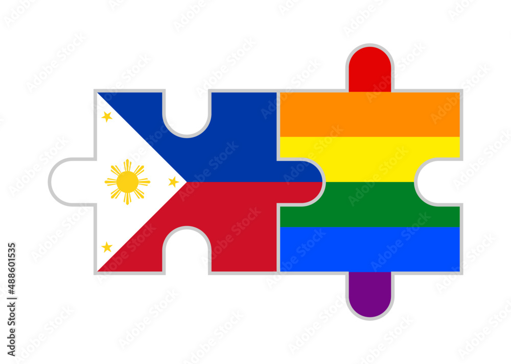 puzzle pieces of philippines and rainbow flags. vector illustration ...