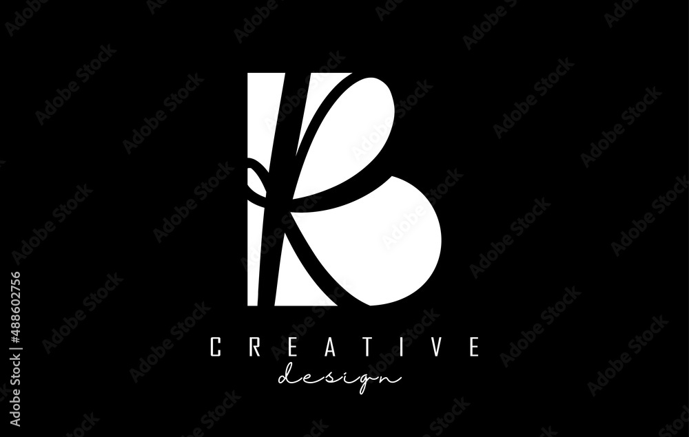 Black and white BR Letters logo with negative space. Letters B and R ...