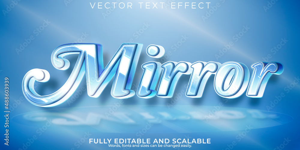Mirror text effect, editable glass and shiny text style Stock Vector ...