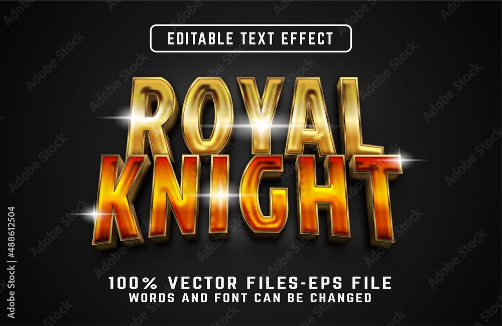 royal knight 3d golden style text effect premium vectors Stock Vector ...