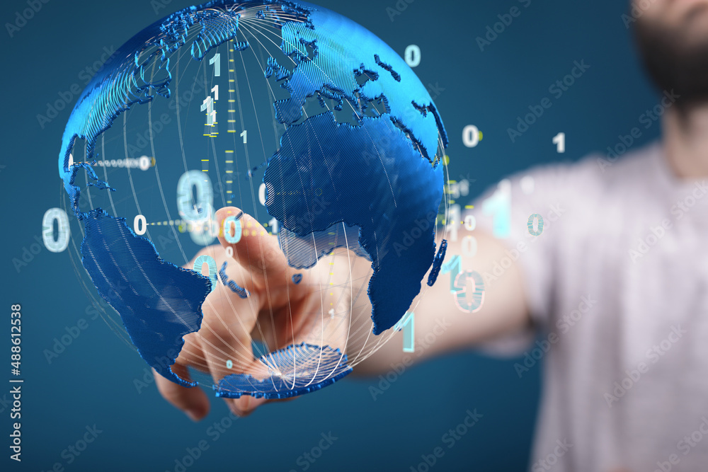 technology global digital earth futuristic background Stock Photo ...
