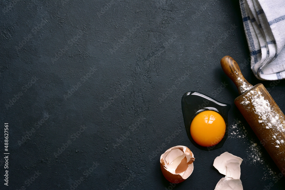 Culinary background with ingredients and props for baking . Stock Photo ...