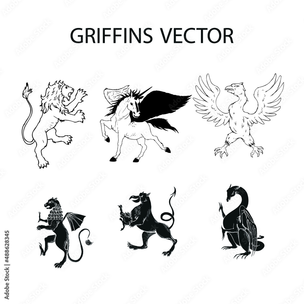 A griffin is also known as a griffin or griffon with a lion body, Hand ...