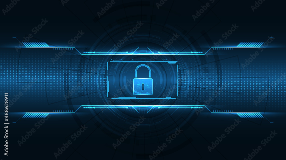 Padlock Security cyber digital concept Abstract technology background ...