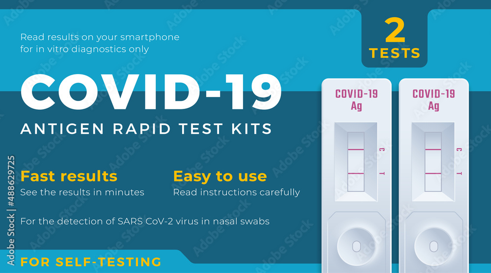 COVID-19 Antigen Fast Self Test Label Template. Medical Corona Virus ...
