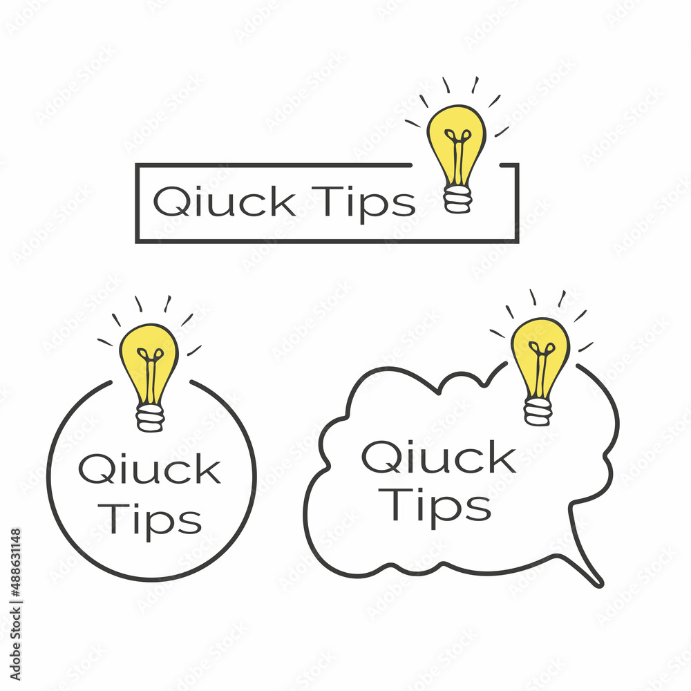 Quick tips information button set. Textured message icons with doodle ...
