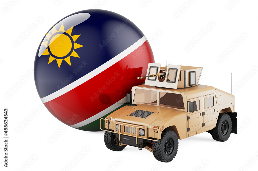 Military truck with Namibian flag. Combat defense of Namibia, concept ...