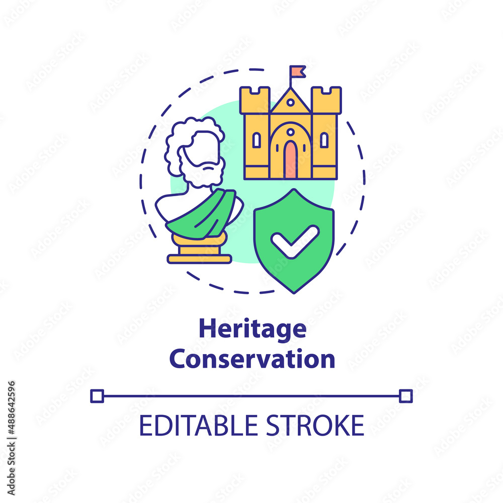 Heritage conservation concept icon. Save historic landmarks. Urban ...