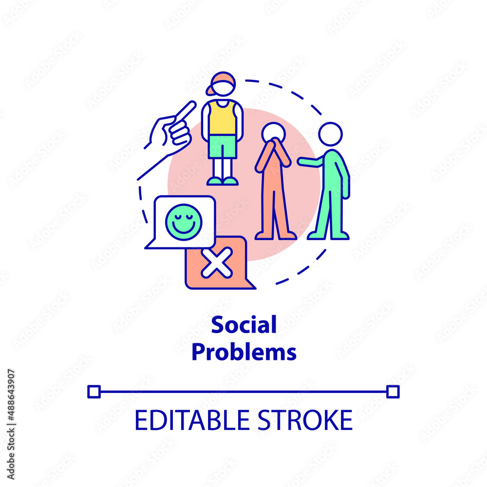 Social problems concept icon. Coevals rejection. Adolescence issues ...