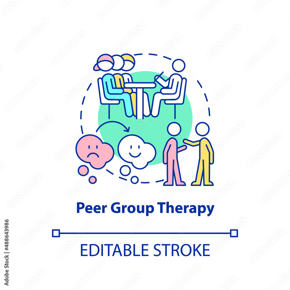 Peer group therapy concept icon. Interpersonal skills. Conduct disorder ...