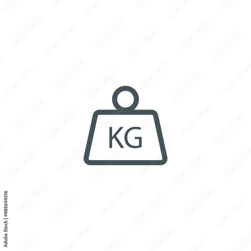 10eps vector illustration of a grey line art KG weight icon or symbol ...