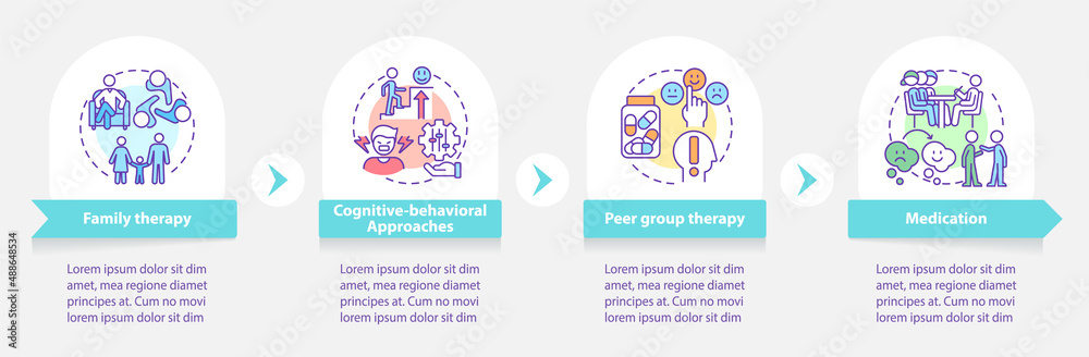 Conduct disorder treatment round infographic template. Mental health ...