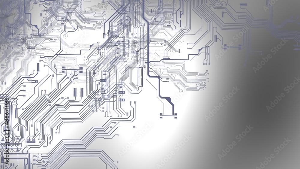 Circuit technology blue line under silver background with hi-tech ...