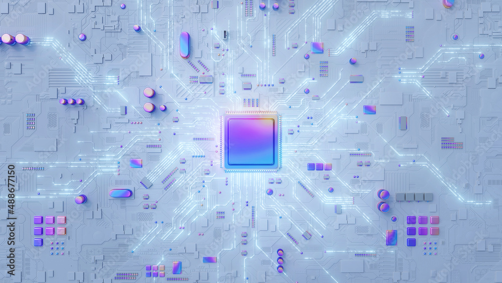 Central Computer Processors CPU concept. Motherboard digital chip. Tech ...