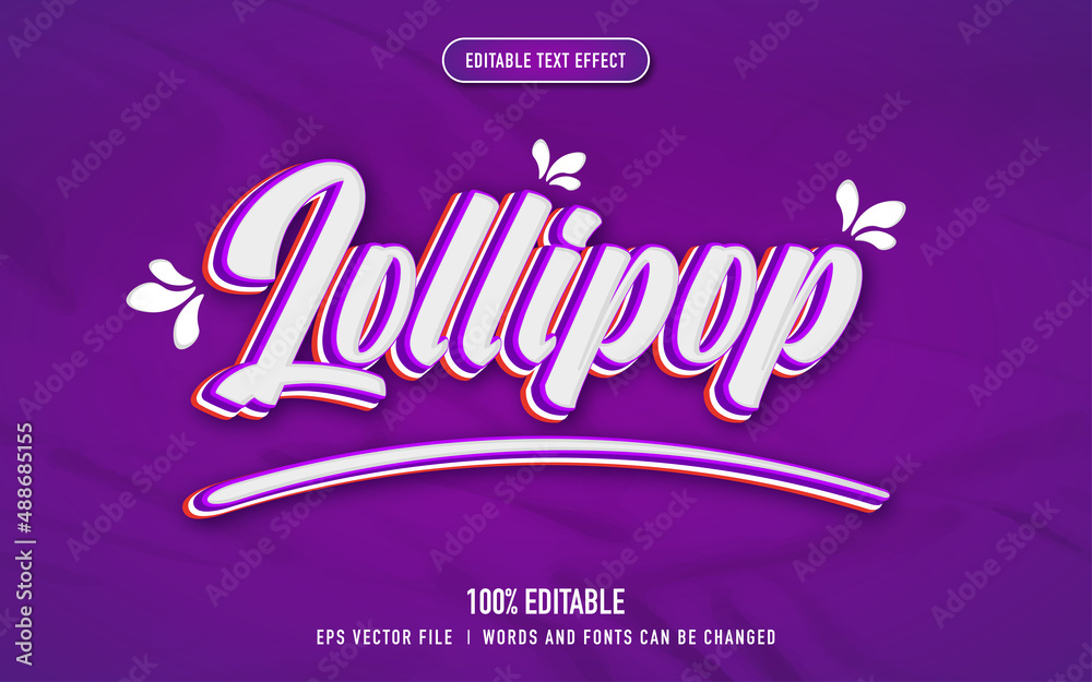 lollipop text effect in 3d Stock Vector | Adobe Stock