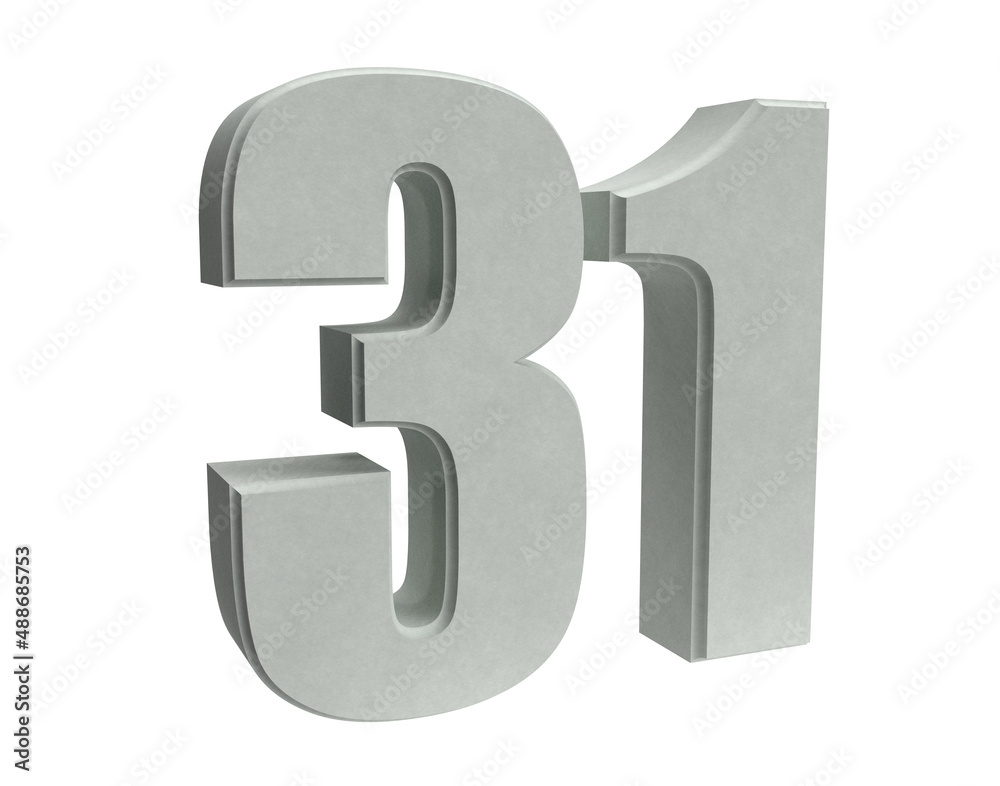 Isolated Textured Three Dimensional Alphabet 31 on White Background, 3D ...