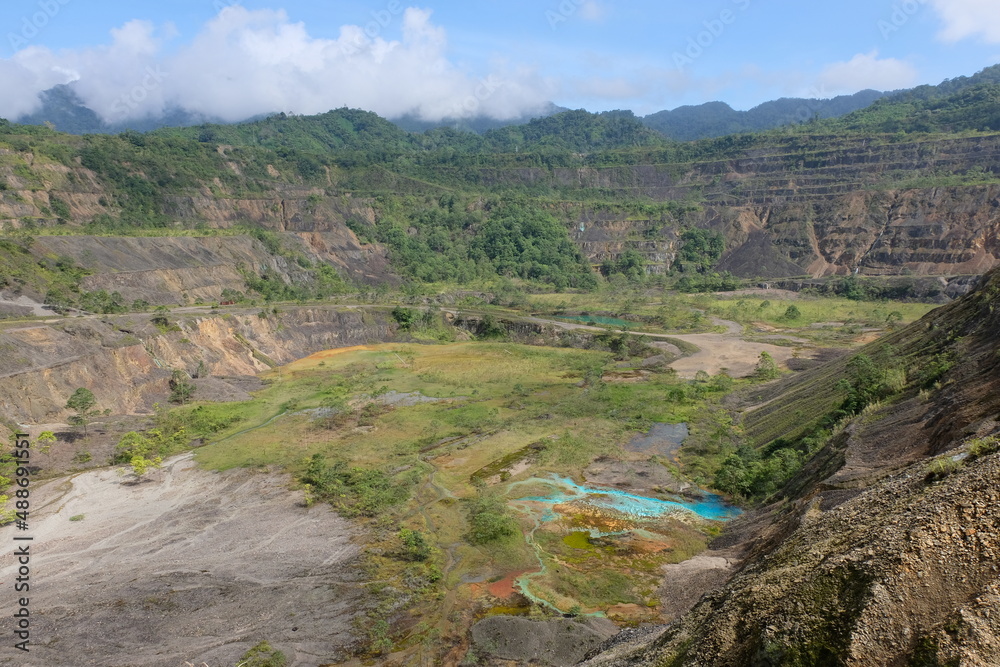 The landscape of Panguna mine copper and gold pit in the Autonomous ...