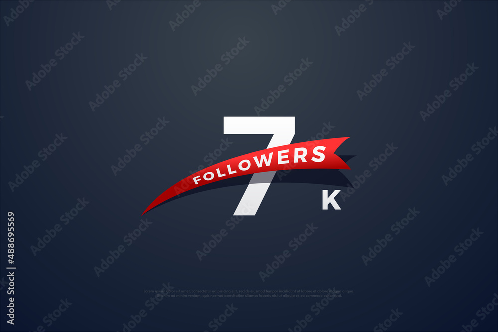 7k followers background with numbers illustration. Stock Vector | Adobe ...