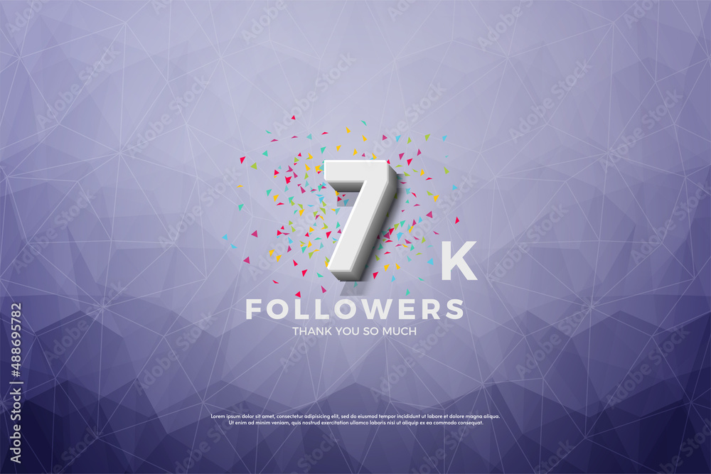 7k followers background with numbers illustration. Stock Vector | Adobe ...
