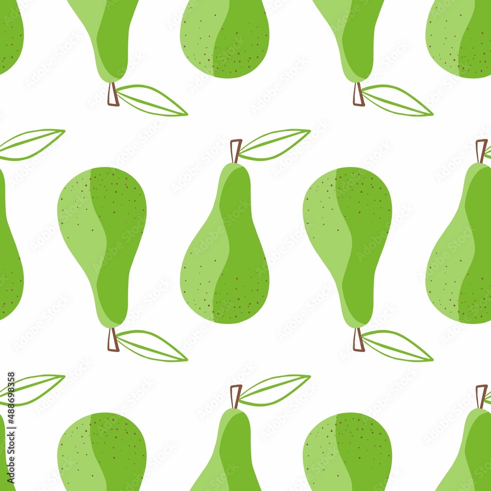 Vector seamless pattern with pears. Pattern with fruit. Vector fruit ...