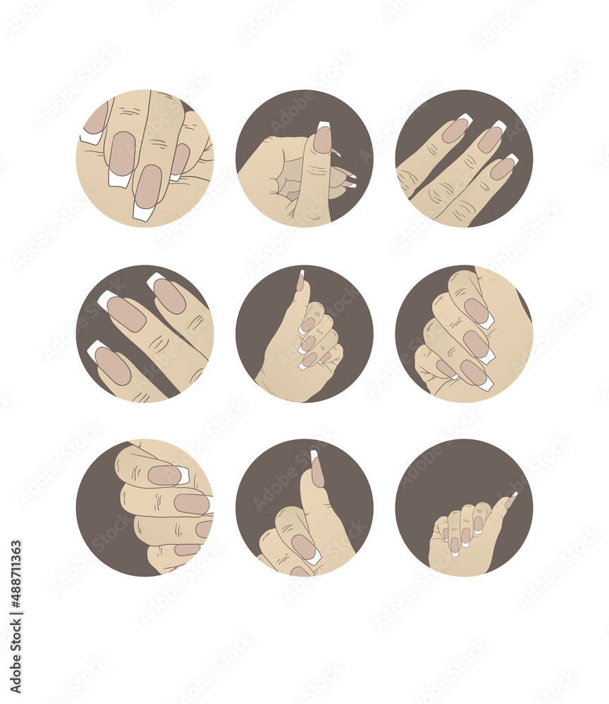 Icons for business. Beauty salon, french nails and simple fills ...