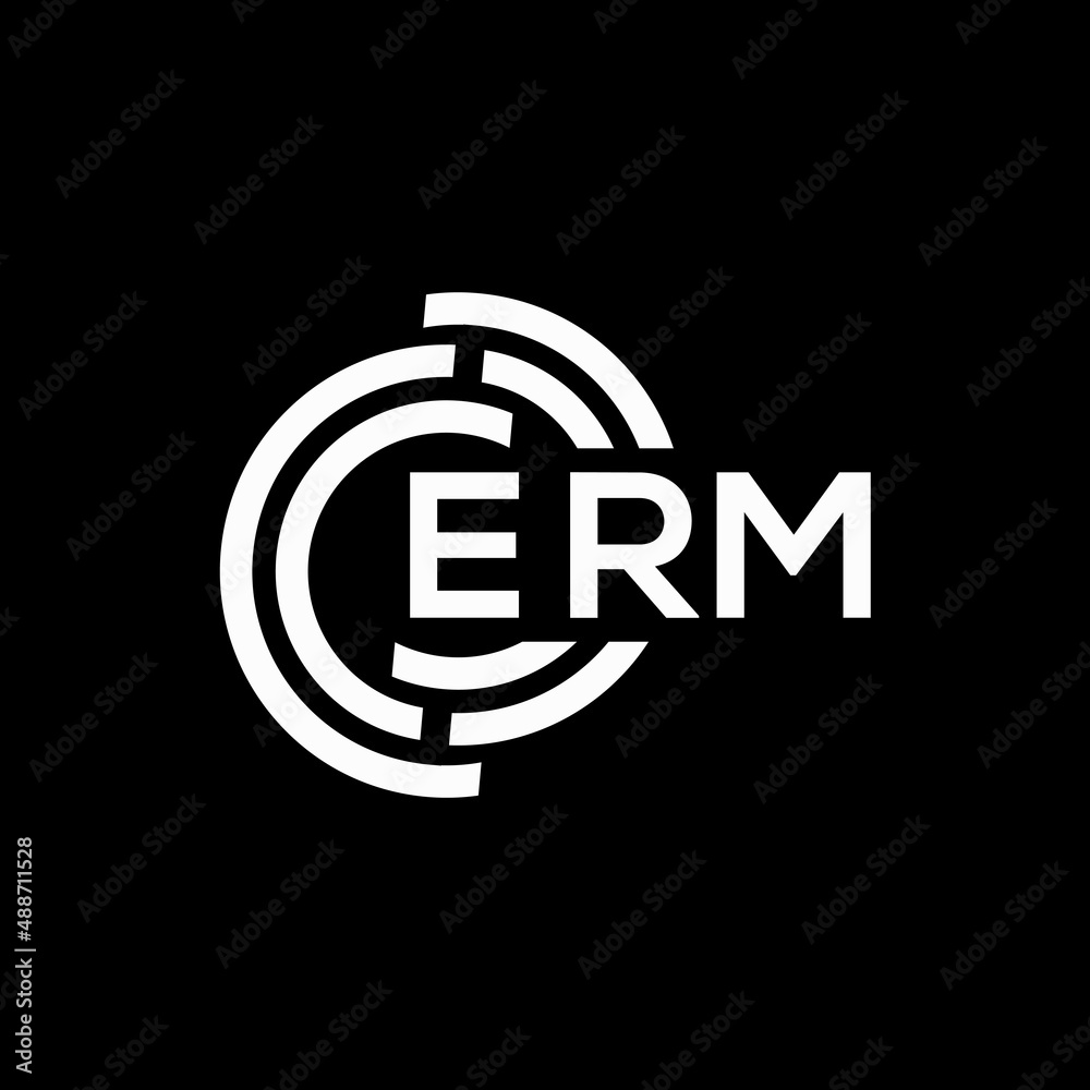ERM letter logo design on black background. ERM creative initials ...