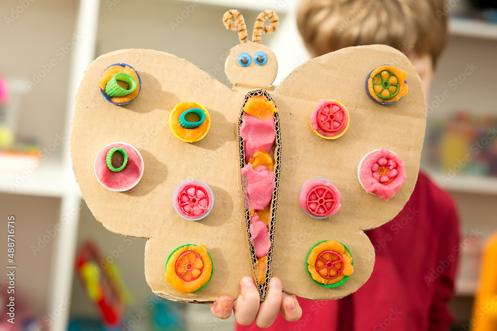 DIY toy for actively explore different materials. Tool for pre-school ...