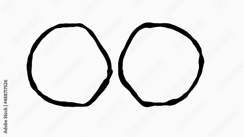 Cells fusing together .Two circles merging into 1 circle. Outlines of ...