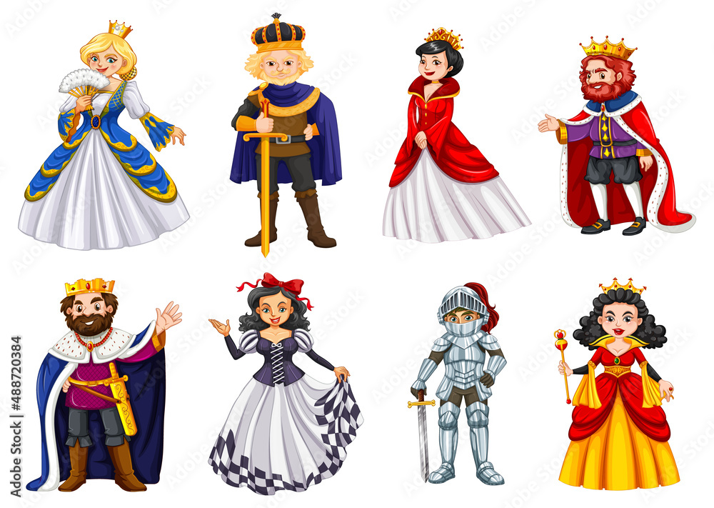 Set of royal cartoon characters Stock Vector | Adobe Stock