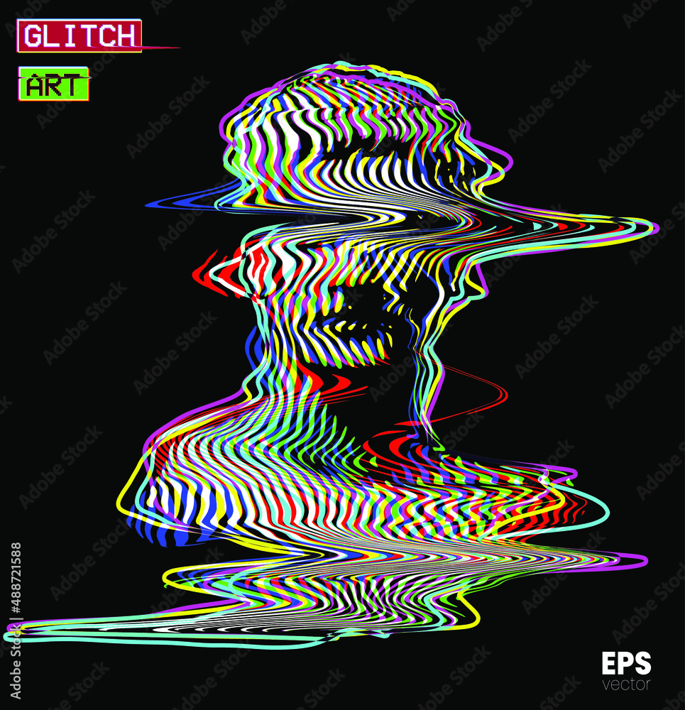 Glitch Art. Vector RGB color offset mode striped and glitch deformed ...