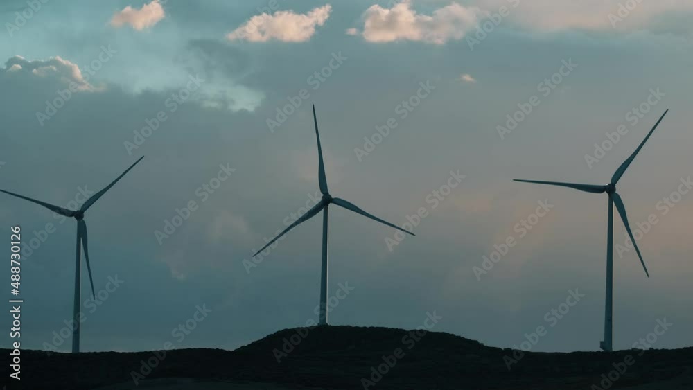 Video Stock group of windmills for renewable electric energy production ...