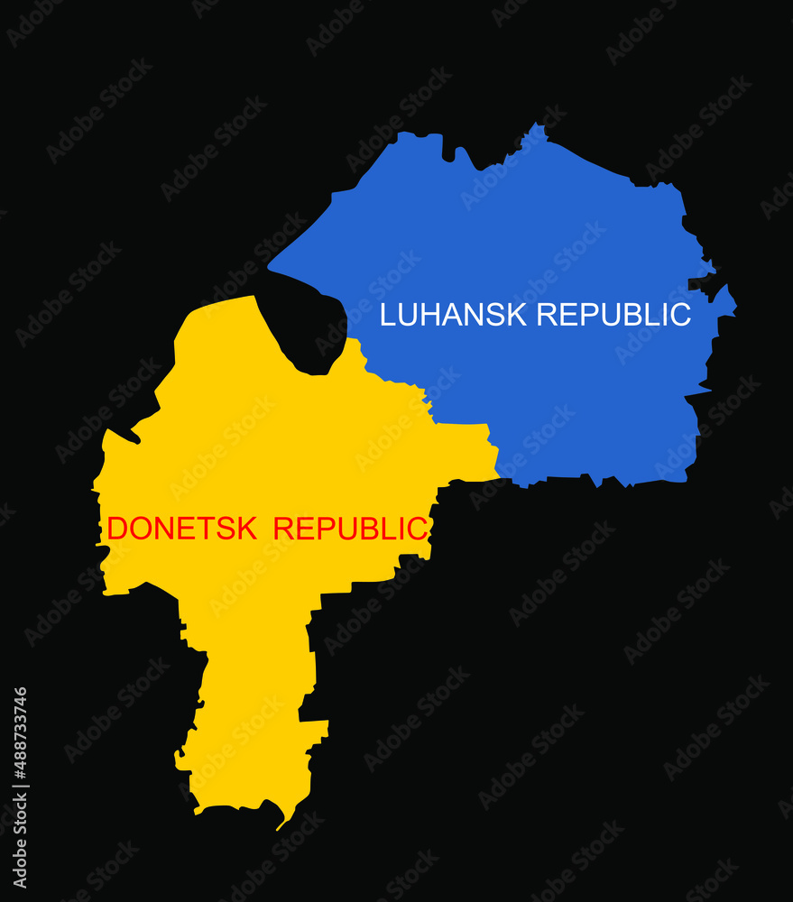 Luhansk and Donetsk peoples Republic map vector silhouette illustration ...