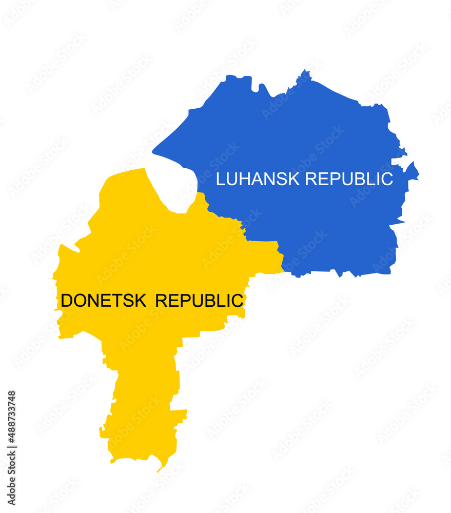 Fototapeta Luhansk and Donetsk peoples Republic map vector silhouette ...