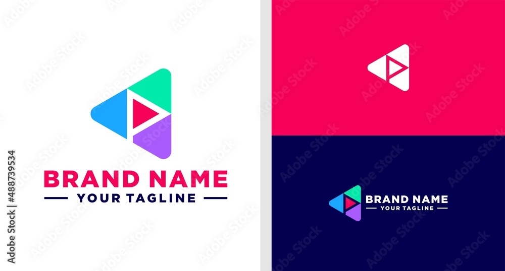 LETTER P LOGO TRIANGLE NEGATIVE SPACE EDITABLE Stock Vector | Adobe Stock
