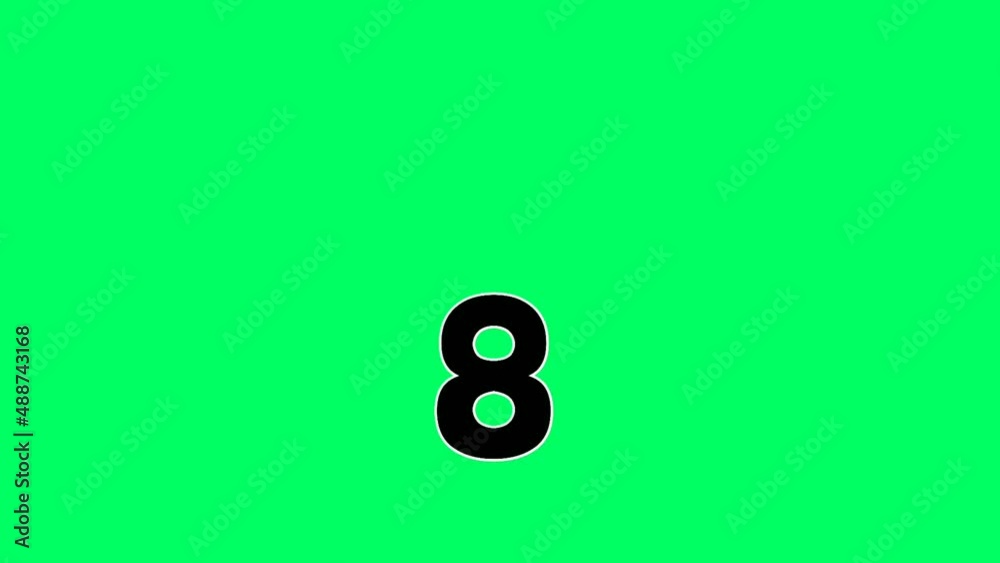Cartoon Number Eight Moving down Number 8 animation green screen.flat ...