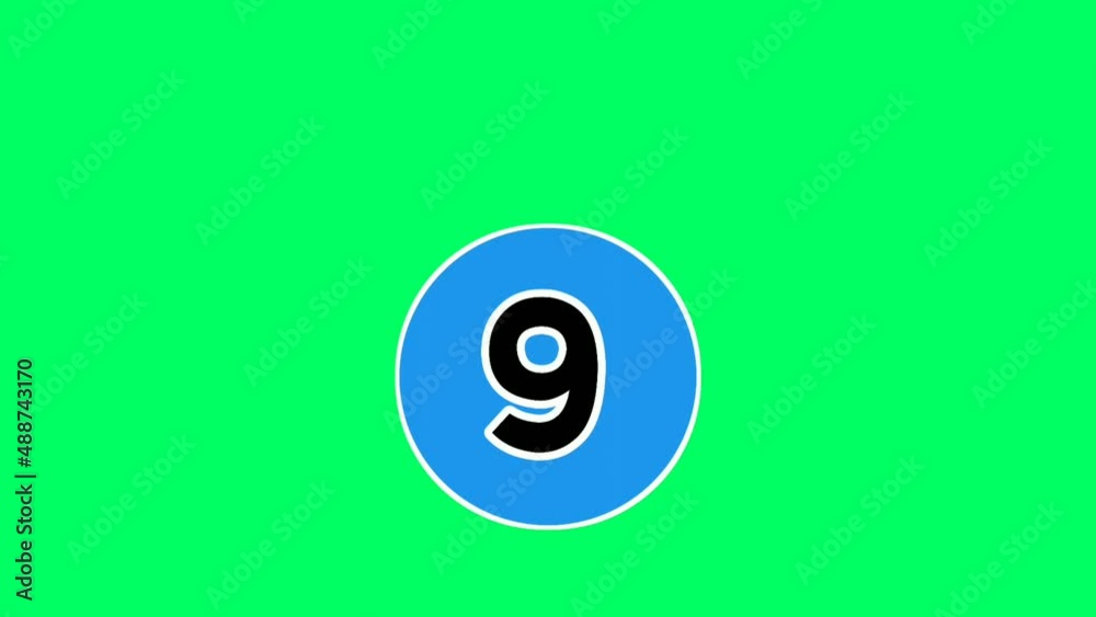 Vidéo Stock Moving down Cartoon Number nine 9 animation green screen ...