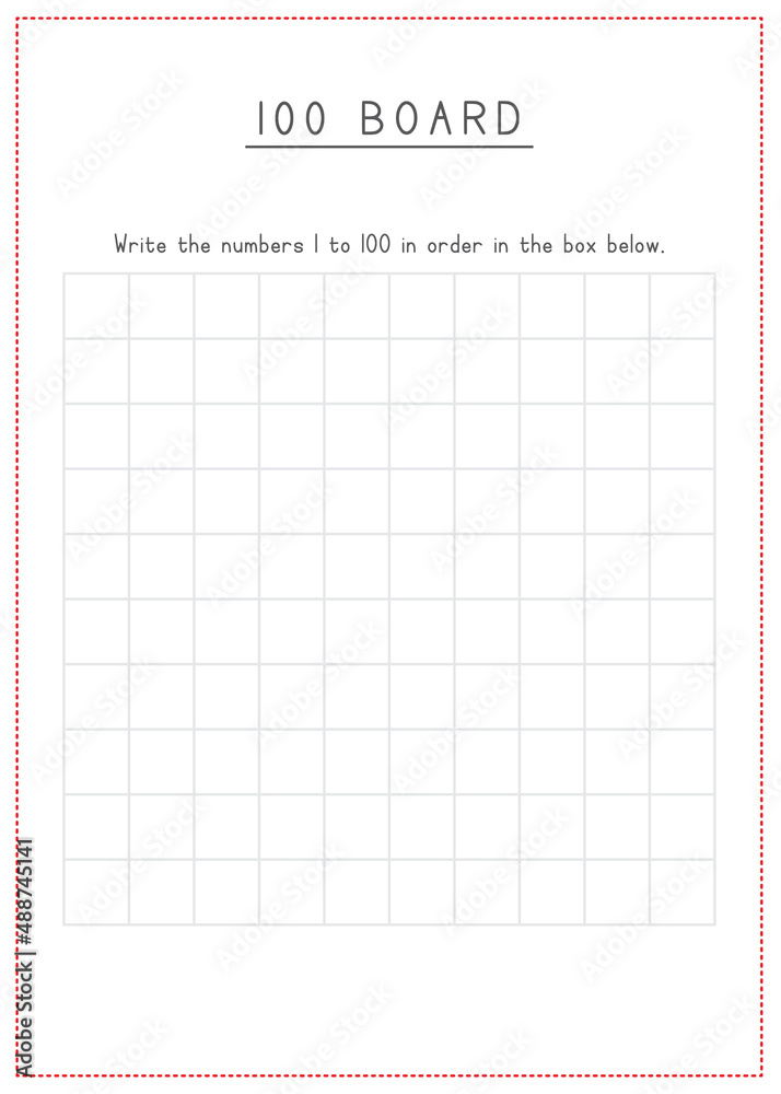 Children Learning Worksheet - Writing Numbers 1 to 100 Stock Vector ...