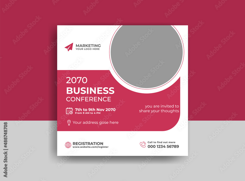 Business conference meeting social media post banner design template ...