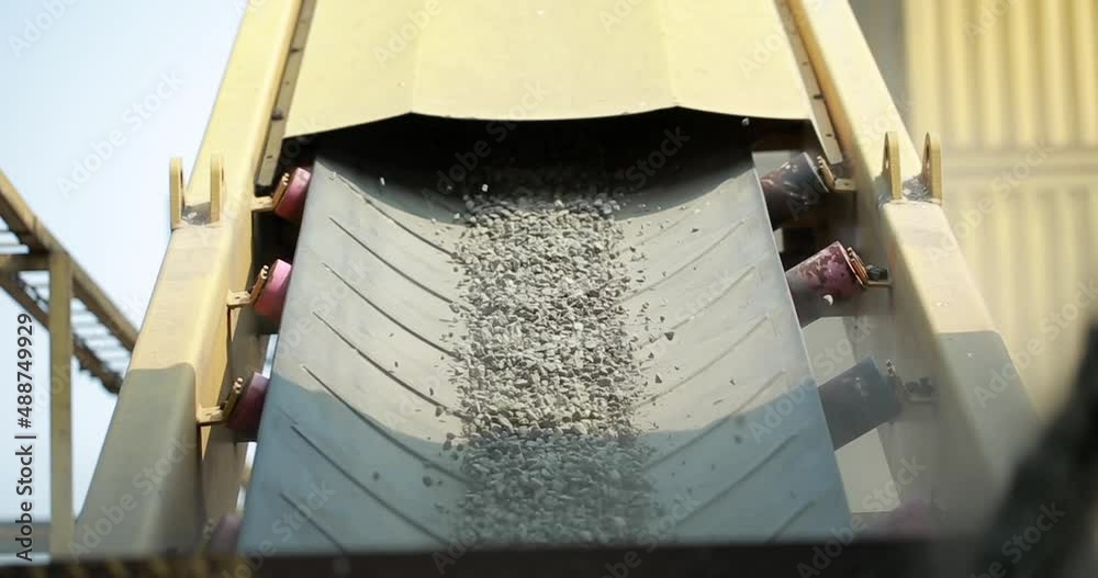 Multiple conveyor belts are used at the asphalt manufacturing ...