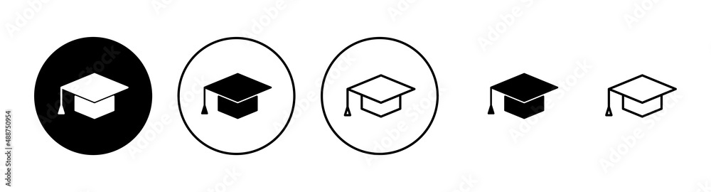 Education icon set. Graduation cap sign and symbol. Graduate. Students ...
