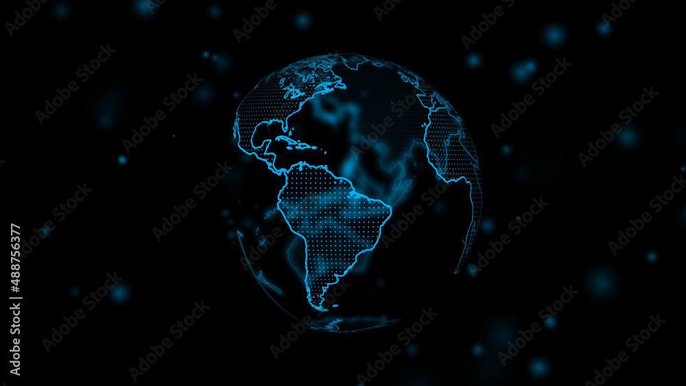 ภาพประกอบสต็อก Digital earth globe animated particles world globe ...