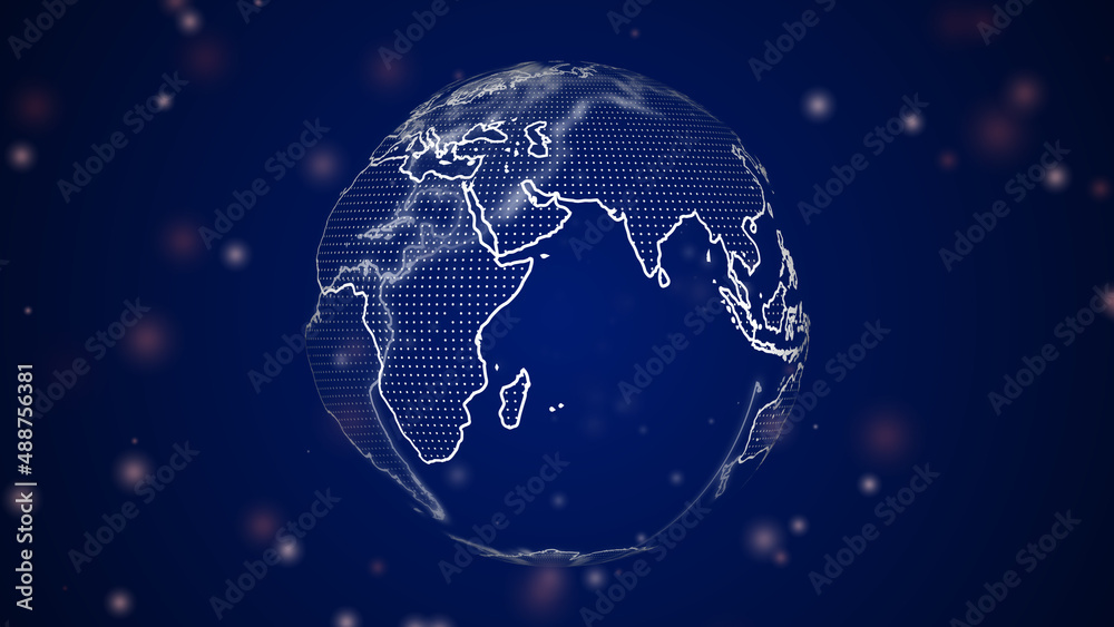 Digital earth globe animated particles world globe. Earth map animated ...