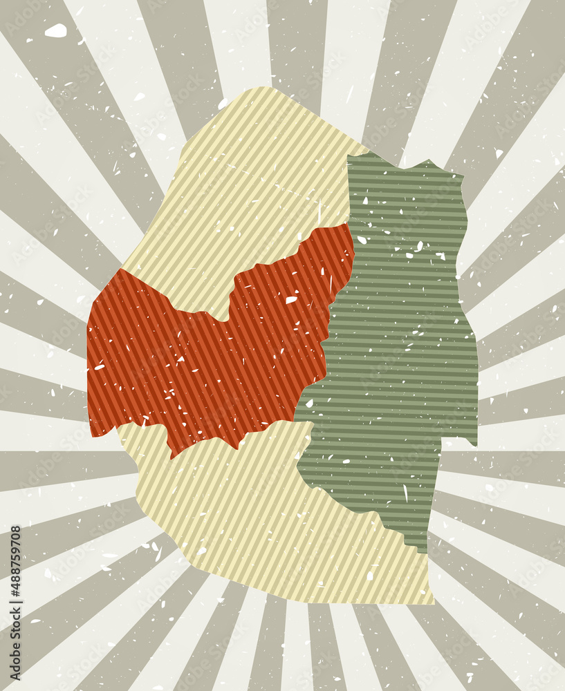 Swaziland vintage map. Grunge poster with map of the country in retro ...