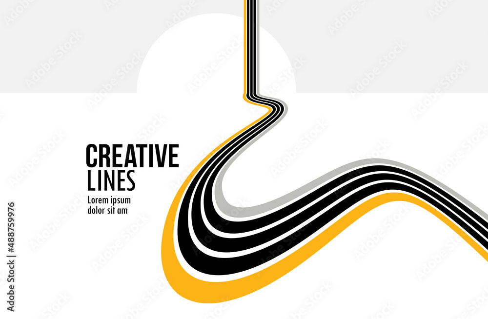 Future lines in 3D perspective vector abstract background, black and ...