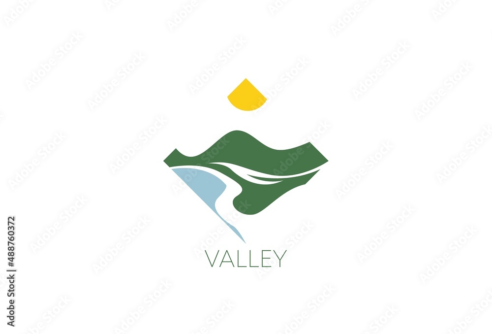 Valley logo concept vector. Mountain valley logo template Stock Vector ...
